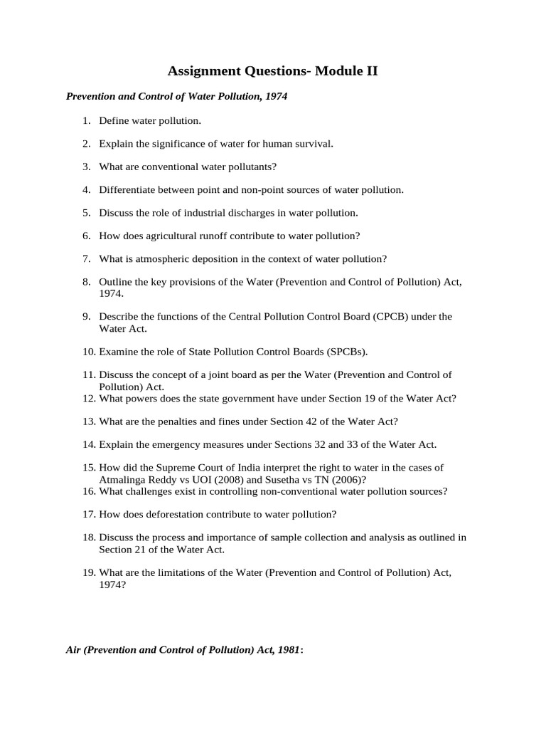 Assignment Questions ModuleII Env | PDF | Noise | Water Pollution