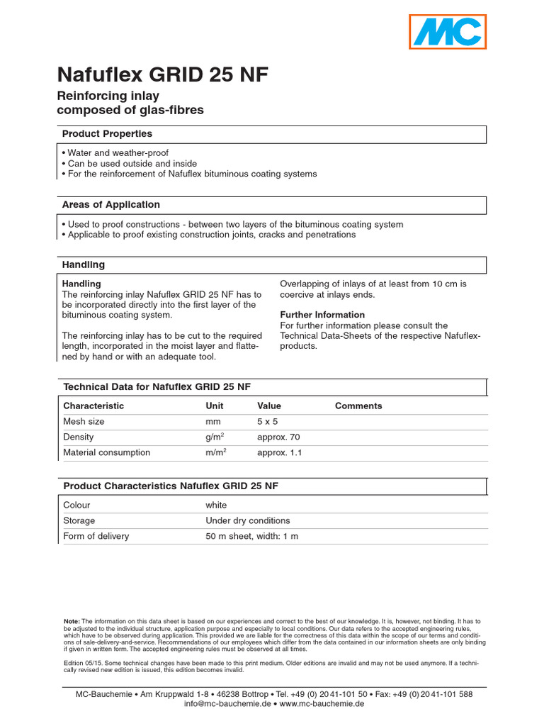 Nafuflex GRID 25 NF | PDF | Materials