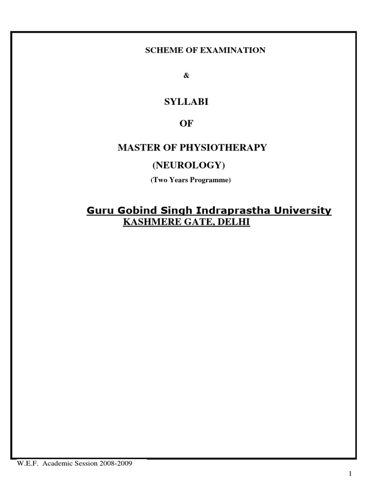 Syll MPT Neurology170809 | PDF | Neurology | Physical Therapy