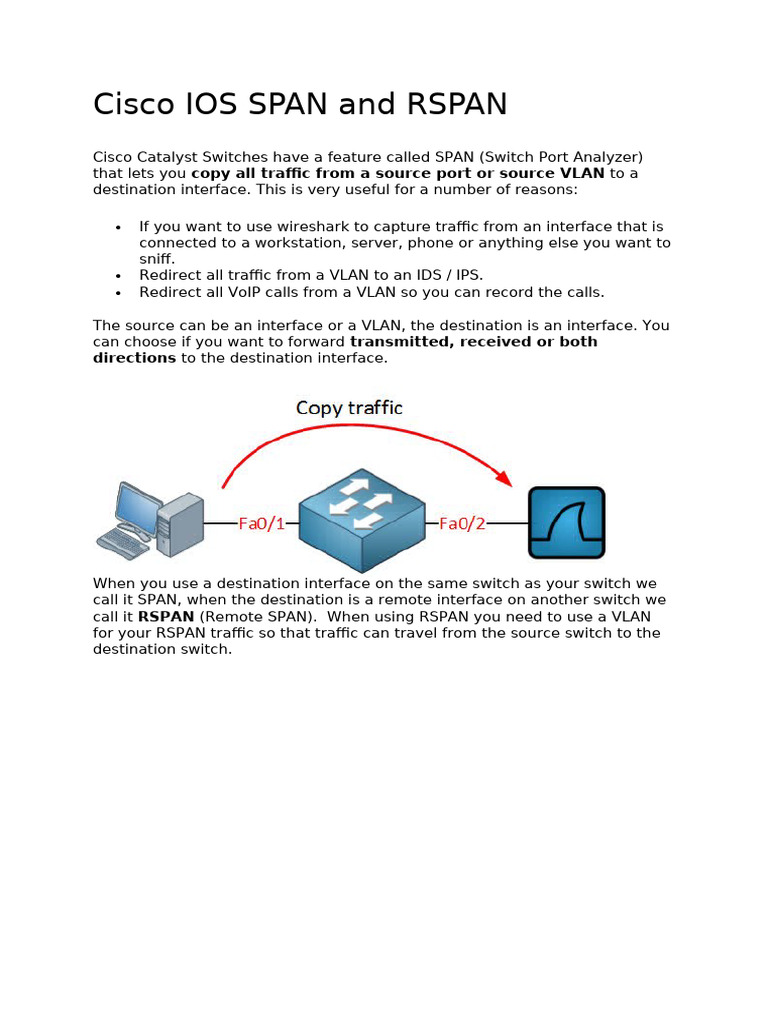 Cisco IOS SPAN and RSPAN | PDF | Internet Architecture | Network Protocols