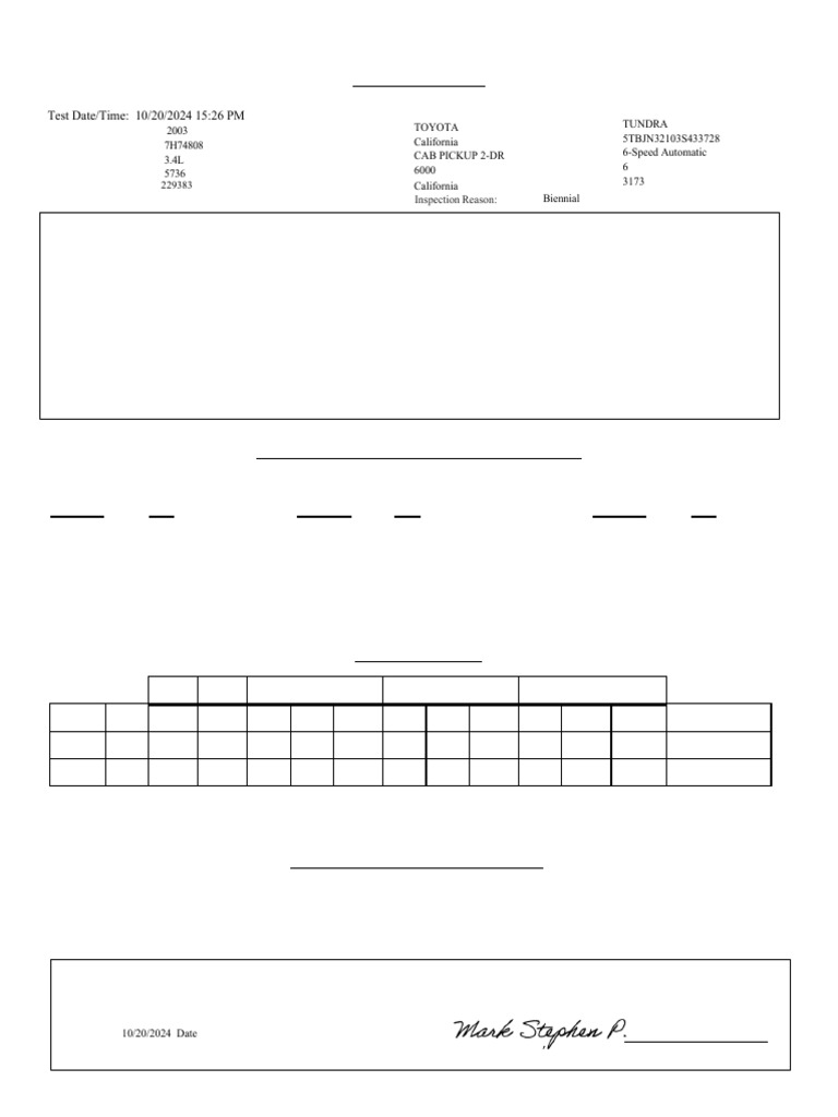 Smog Check Inspection Report for 2003 Toyota Tundra | PDF | Vehicles ...