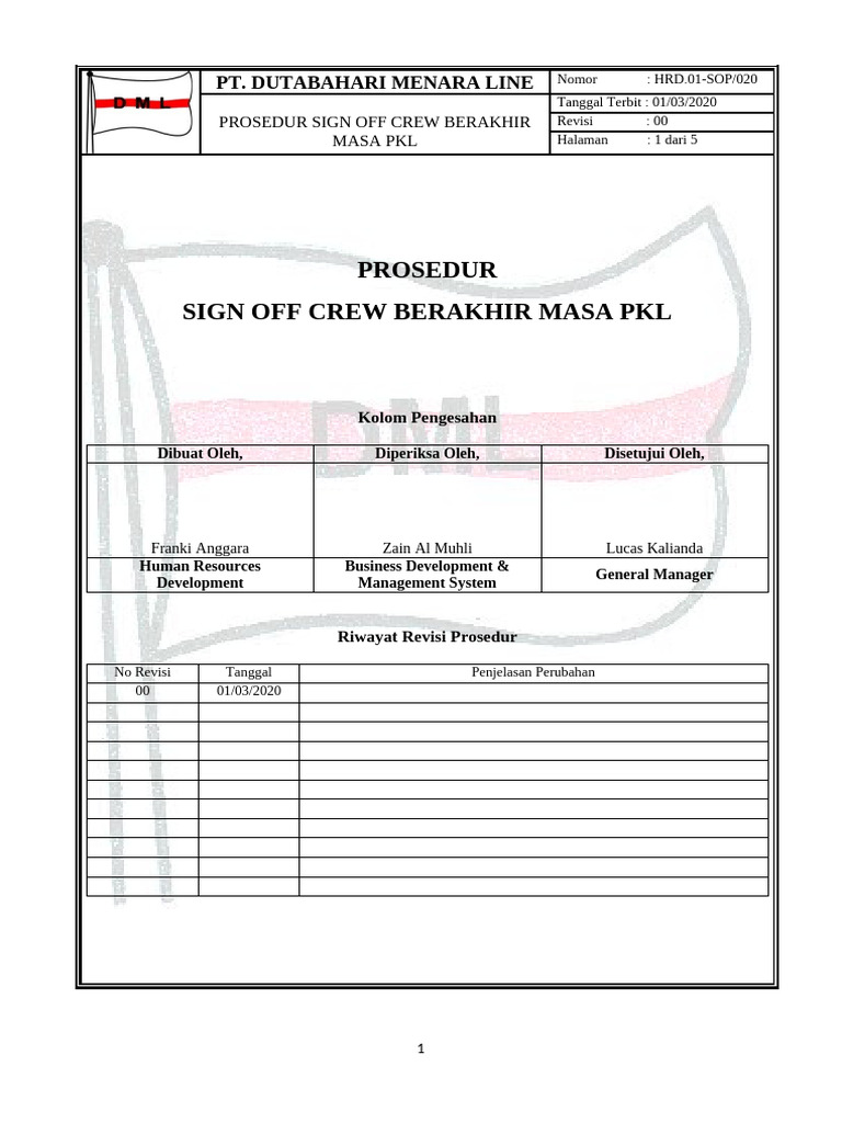 Prosedur Sign Off Crew PKL Kapal | PDF