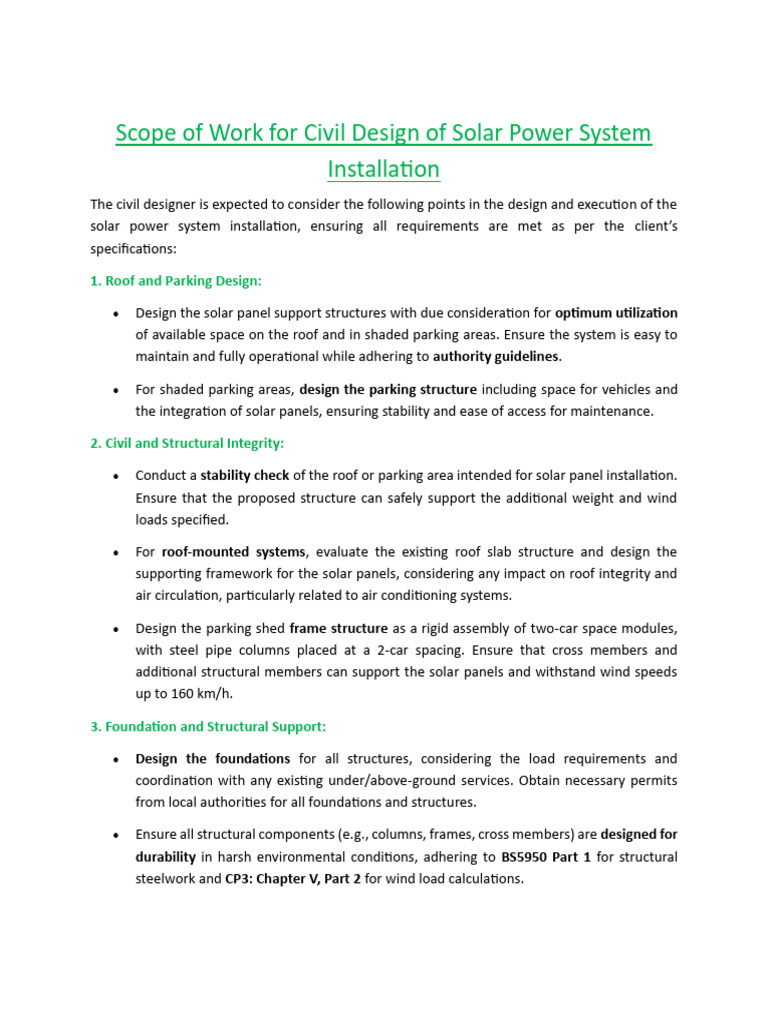 Civil Design for Solar System Installation | PDF | Solar Panel ...