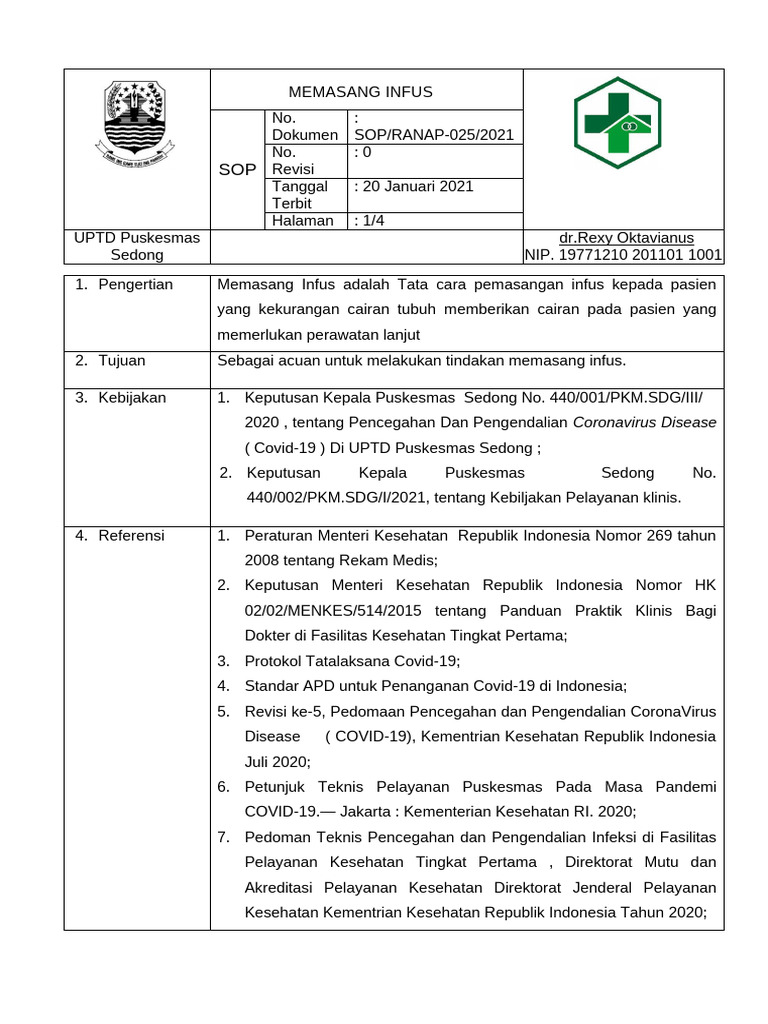 Sop Memasang Infus | PDF
