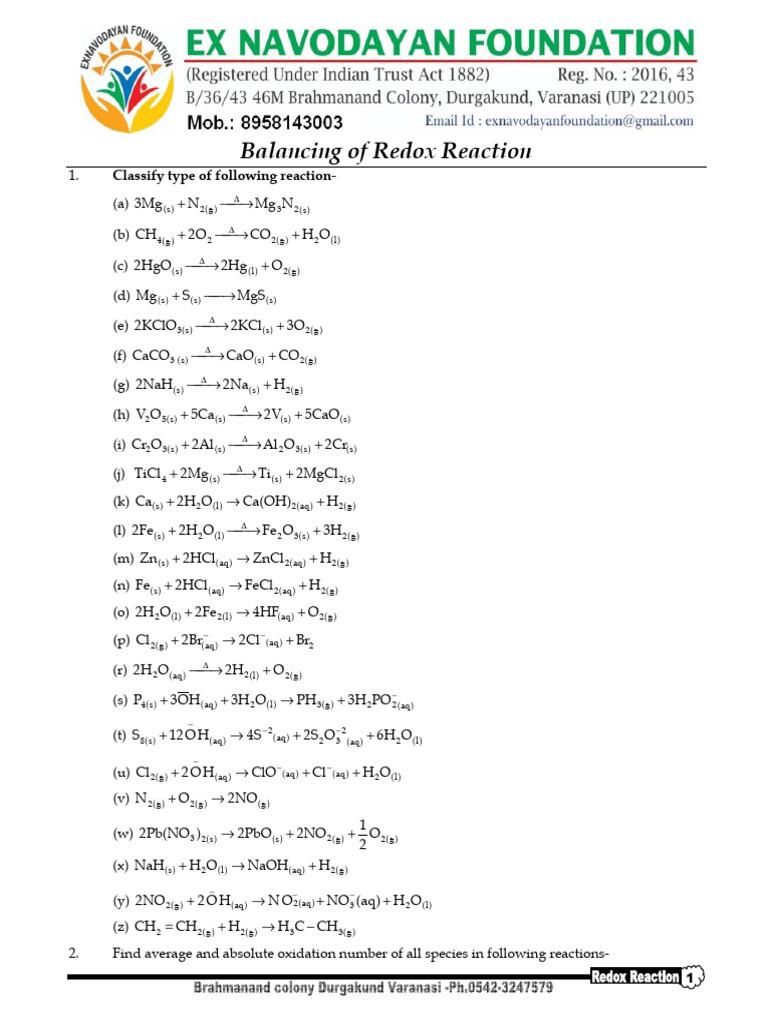 Balancing of Redox Reaction | PDF | Chromium | Physical Chemistry