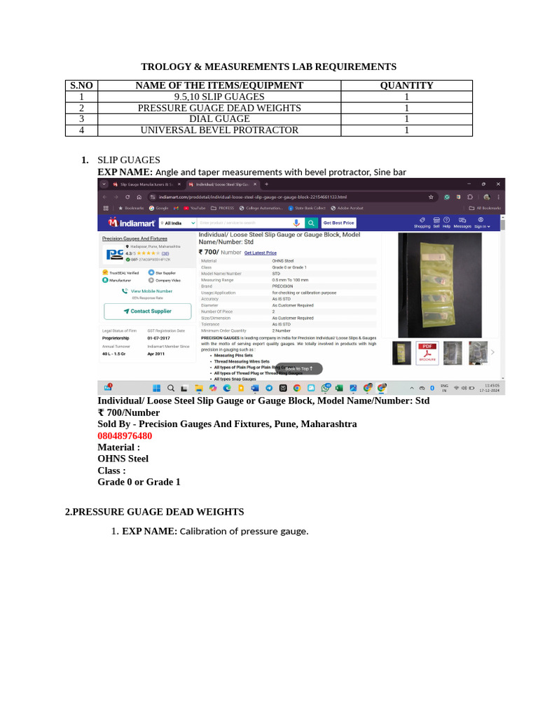 Metrology Lab Requirements | PDF