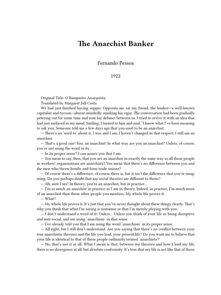 Fernando Pessoa Anarchist Banker English | PDF | Anarchism | Altruism