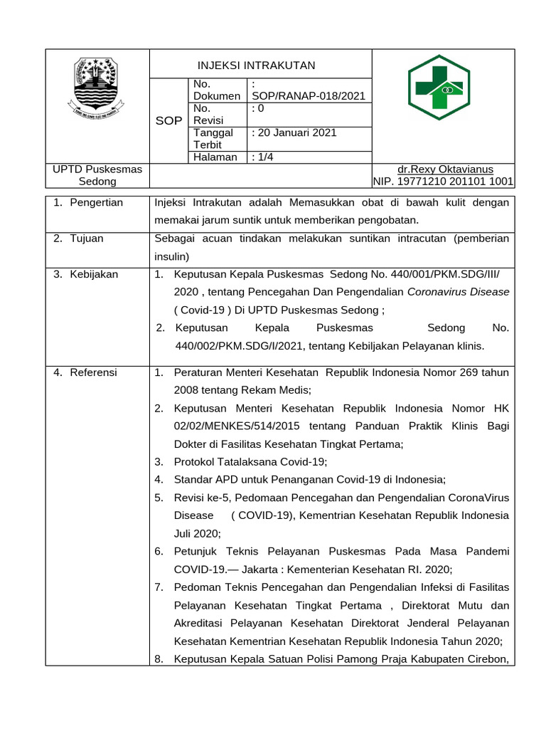 Sop Injeksi Intrakutan | PDF