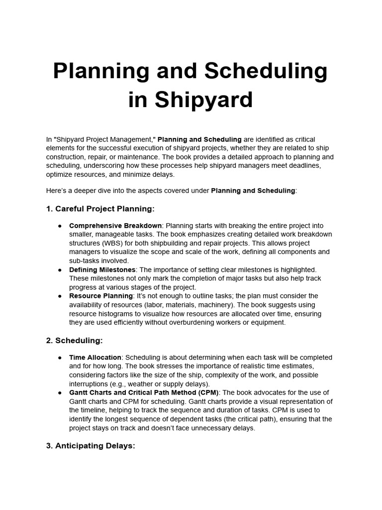 Shipyard Project Planning & Scheduling | PDF | Project Management ...