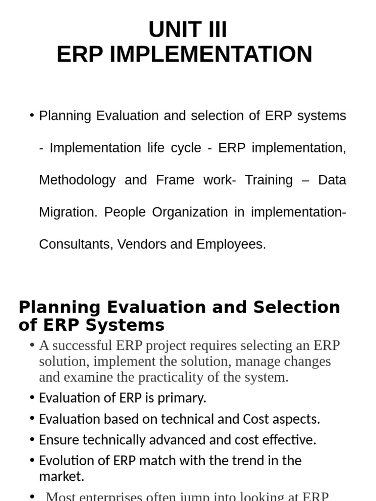 ERP PPT UNIT 3 (2) | PDF | Enterprise Resource Planning | Computing