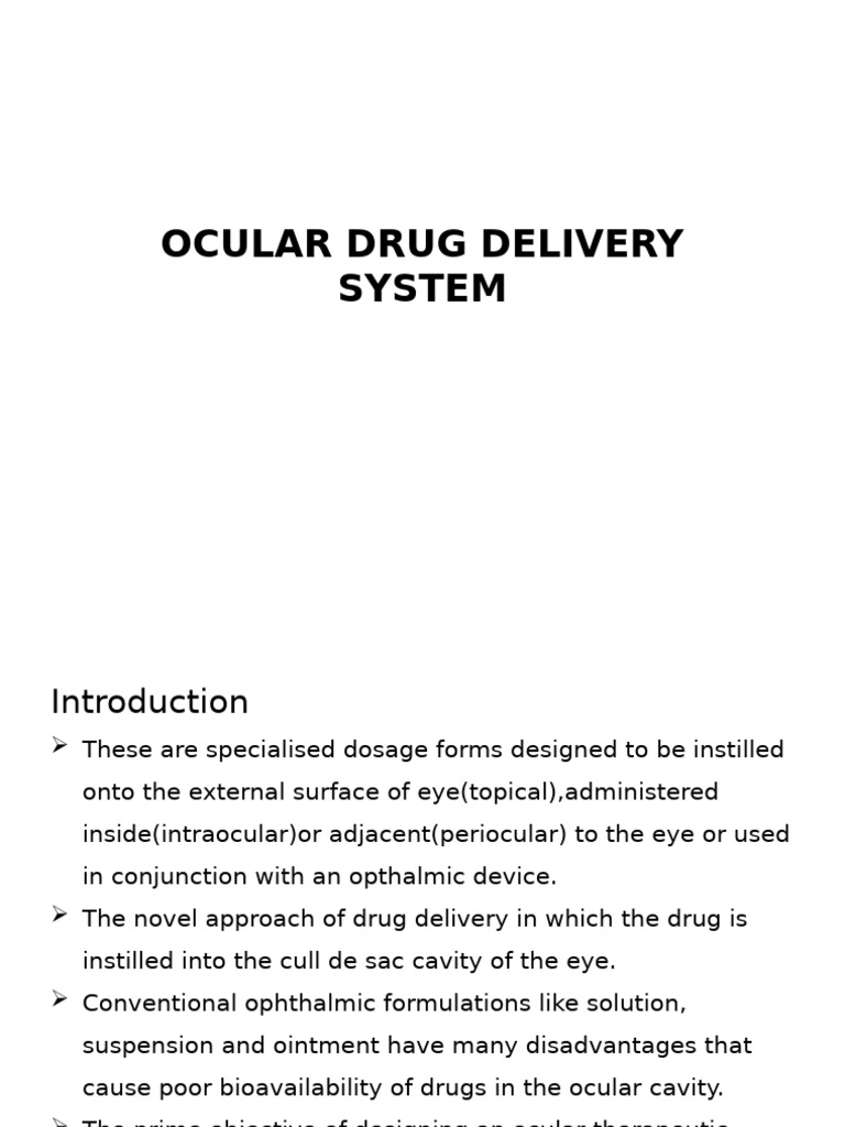 Ocular Drug Delivery System | PDF | Topical Medication | Cornea