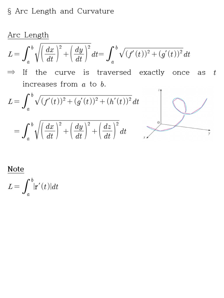 Arc Length and Curvature Explained | PDF | Curvature | Curve
