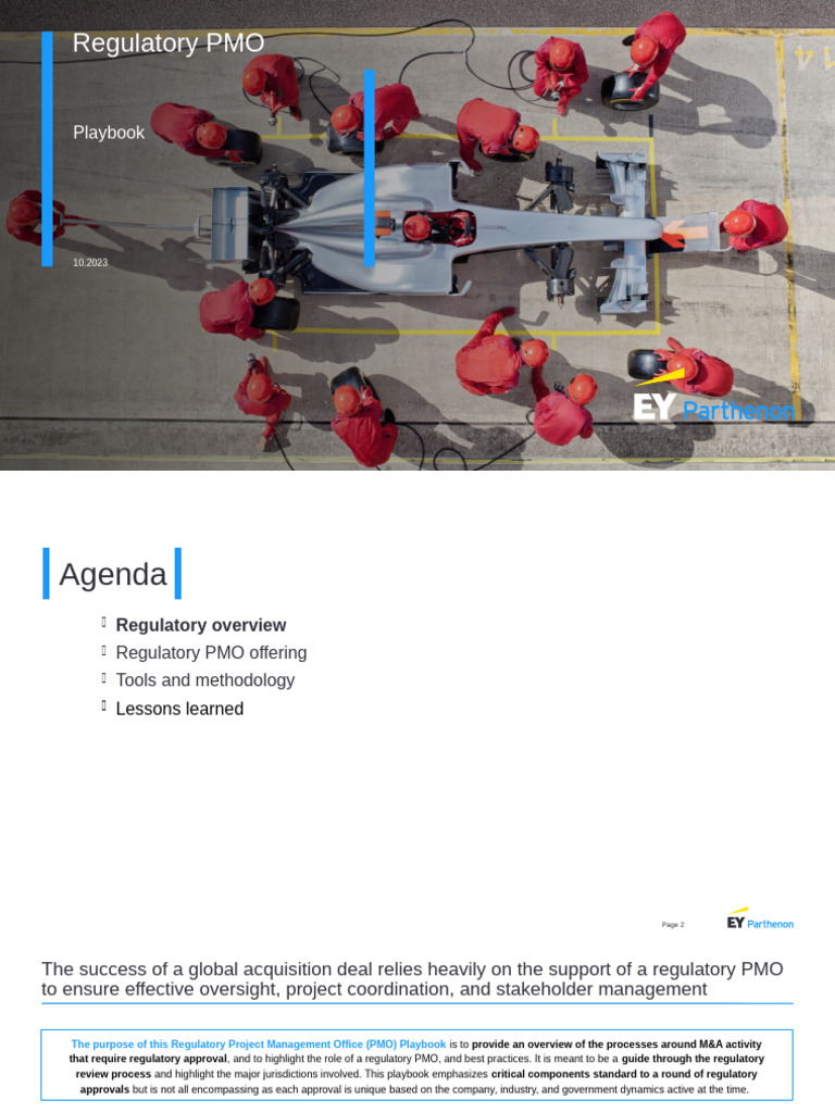 Regulatory PMO Playbook | PDF | Mergers And Acquisitions | Regulatory ...