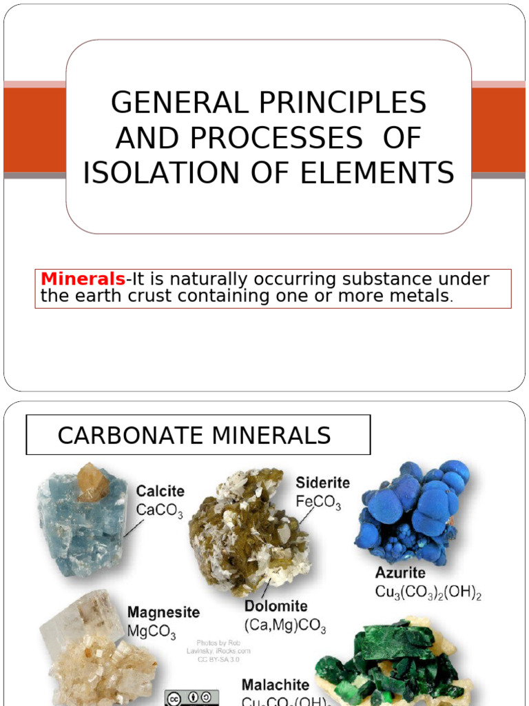 of Chapter - 6 General Principals and Processes of Isolation of ...