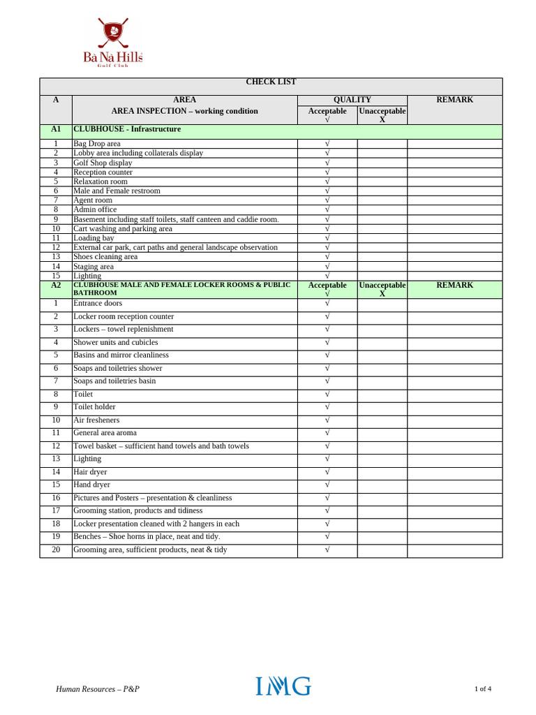 MOD Checklist 21.12.2024 | PDF | Bathroom | Hygiene
