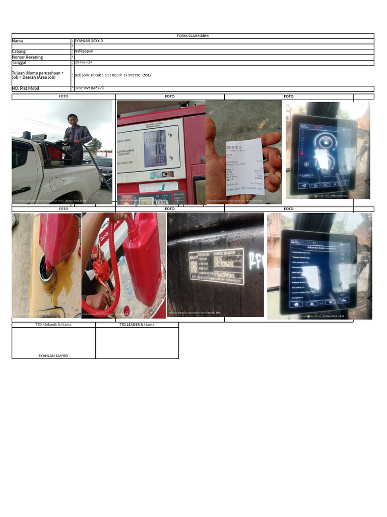 Form Bbm Alat Recall (1) | PDF