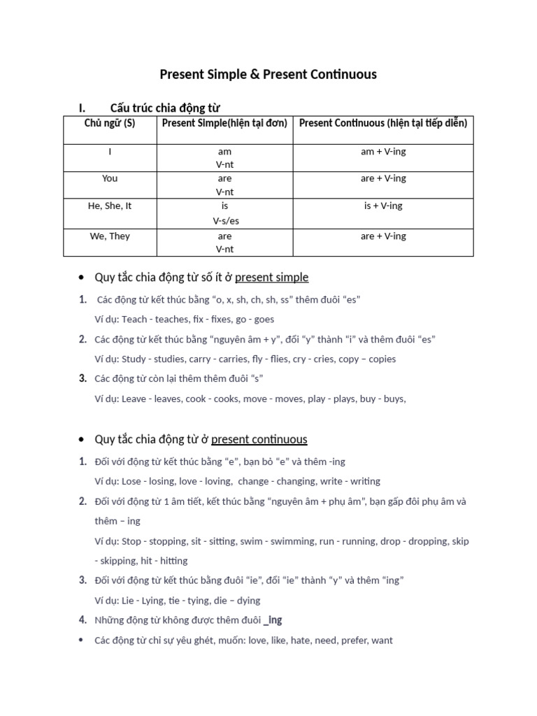 Present Simple&Present Continuous | PDF