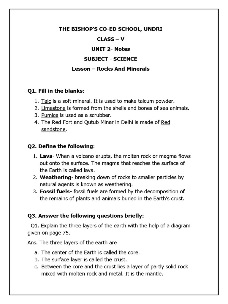Science Notes on Rocks and Minerals | PDF | Rock (Geology) | Lava