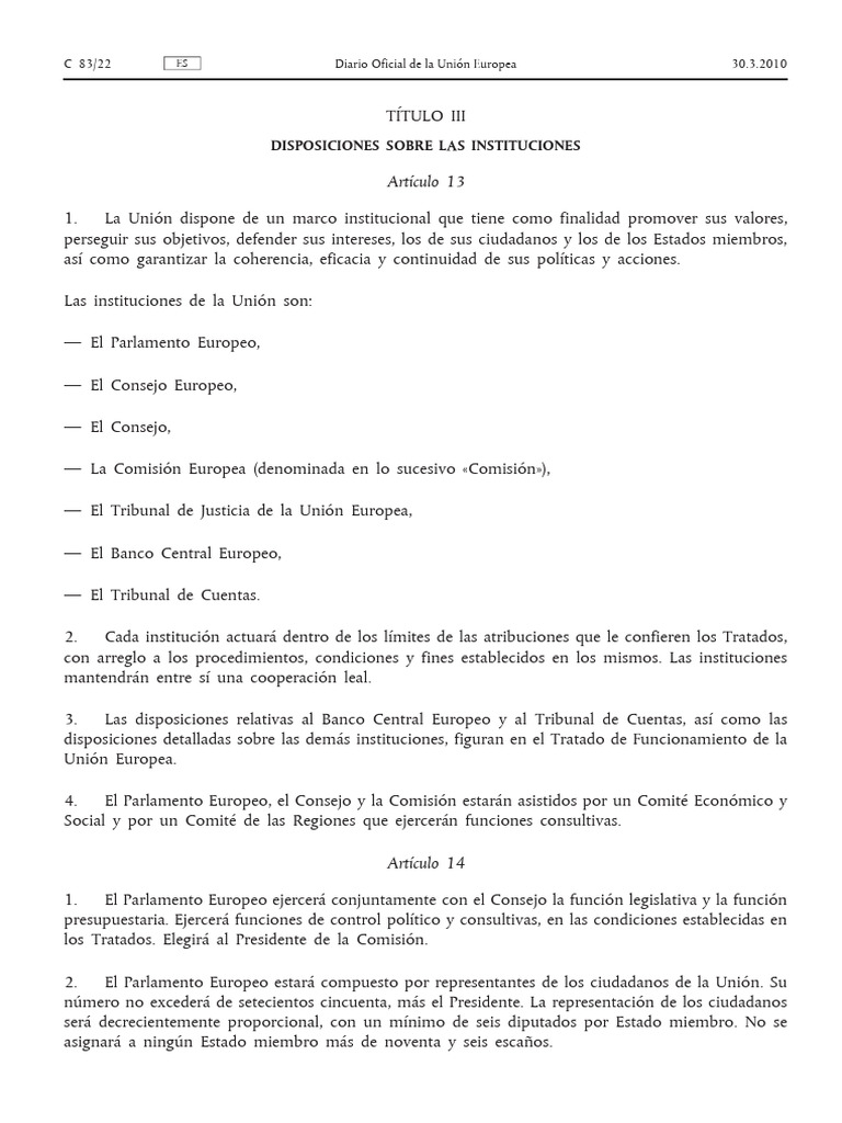Tema 1 Disposiciones sobre las instituciones | PDF | Comisión Europea | Consejo europeo