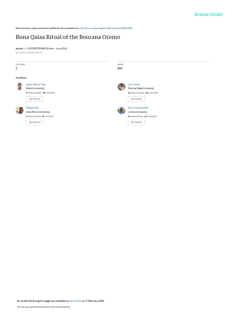 Buna Qalaa Ritual of The Boorana Oromo | PDF | Rituals | Focus Group