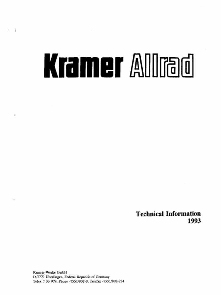 Kramer Allrad Old Model Service Manual Technical - Info - 1993 | PDF