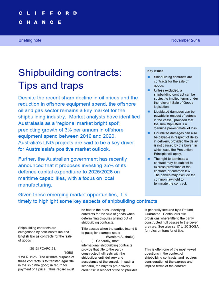 Shipbuilding Contracts Tips and Traps | PDF | Breach Of Contract | Damages