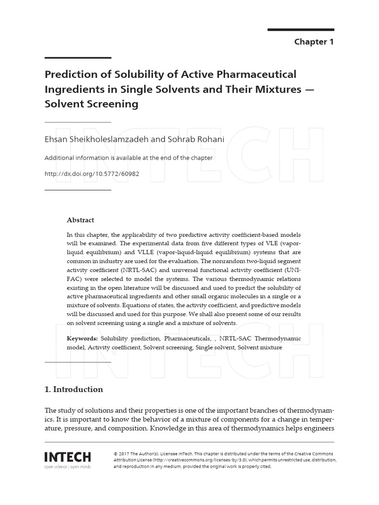 Prediction of Solubility of Active Pharm | PDF | Phase (Matter ...