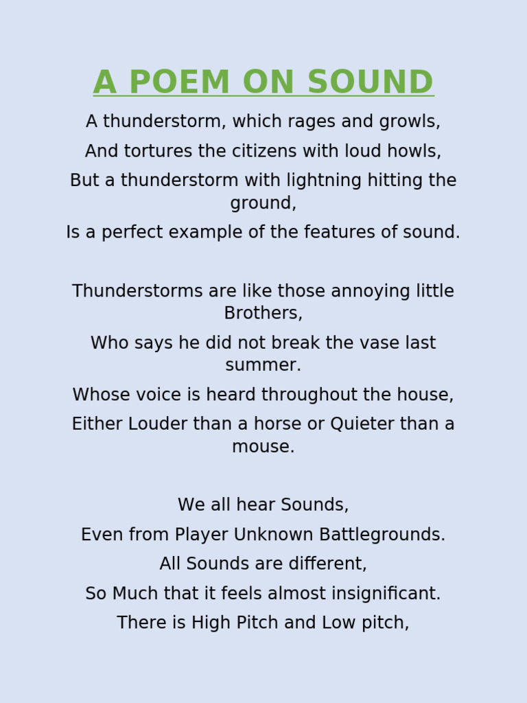 A Poem On Sound | PDF