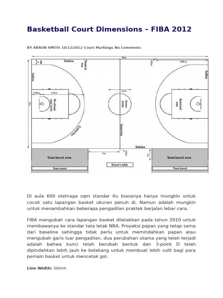 Dimensi Lapangan Basket FIBA 2012 | PDF