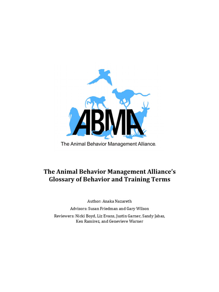 ABMA Behavior and Training Terms Glossary | PDF | Classical Conditioning | Reinforcement