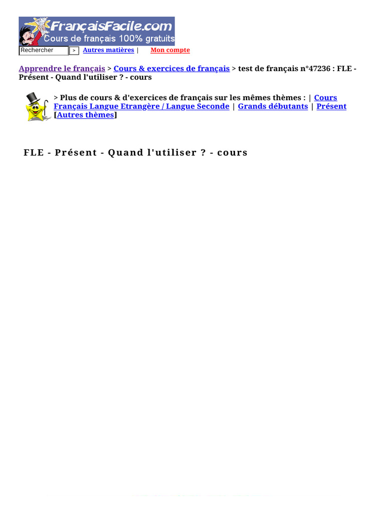 FLE - Présent - Quand L'utiliser | PDF