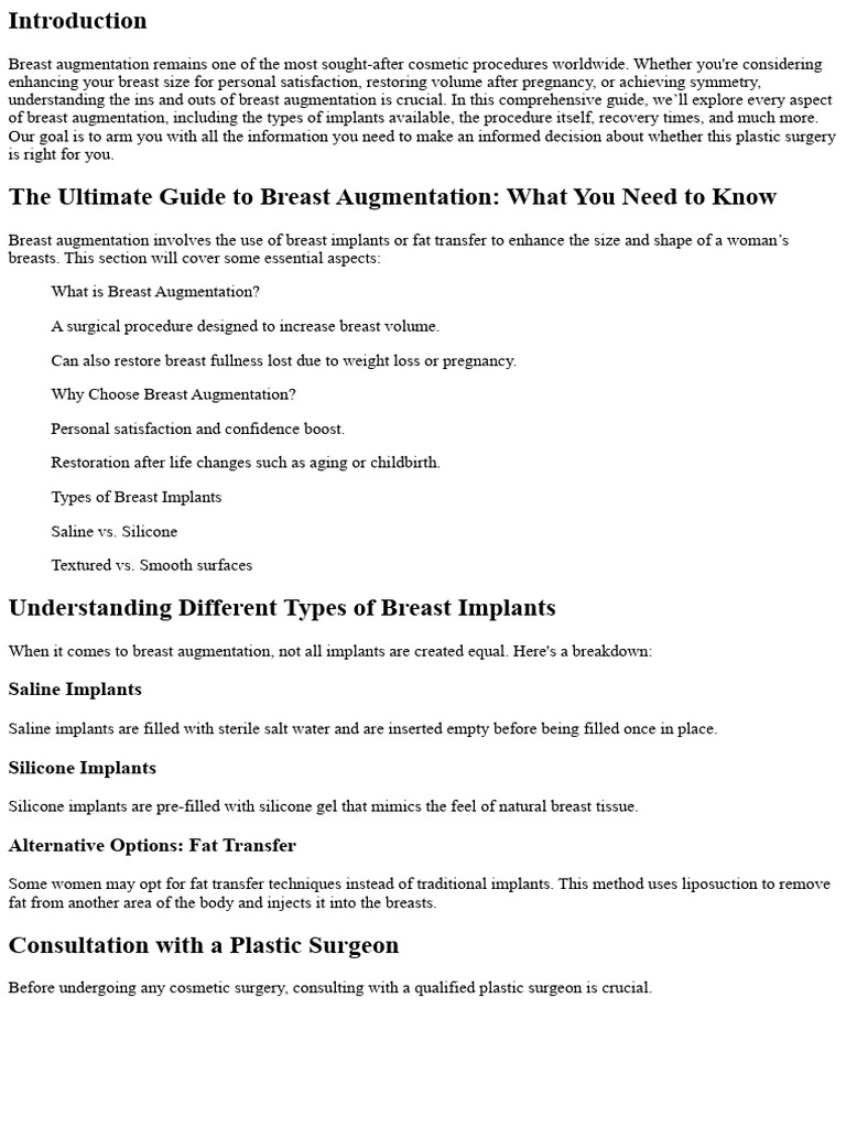 The Ultimate Guide to Breast Augmentation: What You Need to Know 172102 ...