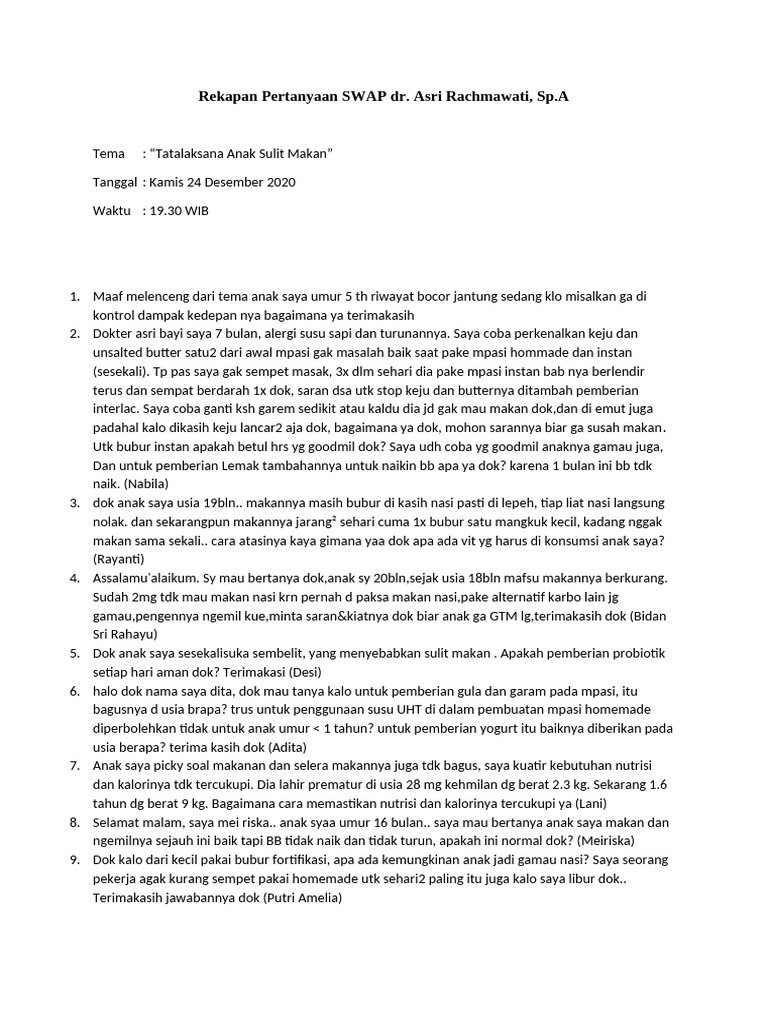 Rekapan Pertanyaan SWAP | PDF