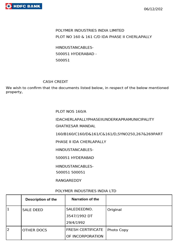 List of Document HDFC 3343223-1 LOD 06122024 | PDF