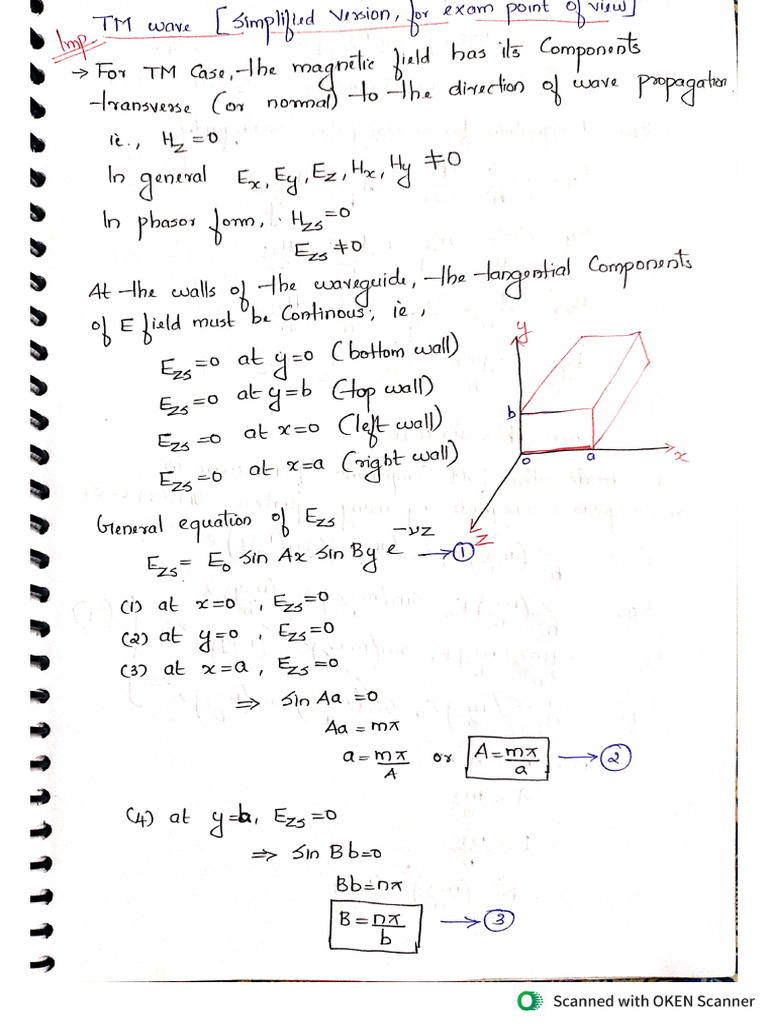 TM Waves in Rectangular Waveguide | PDF