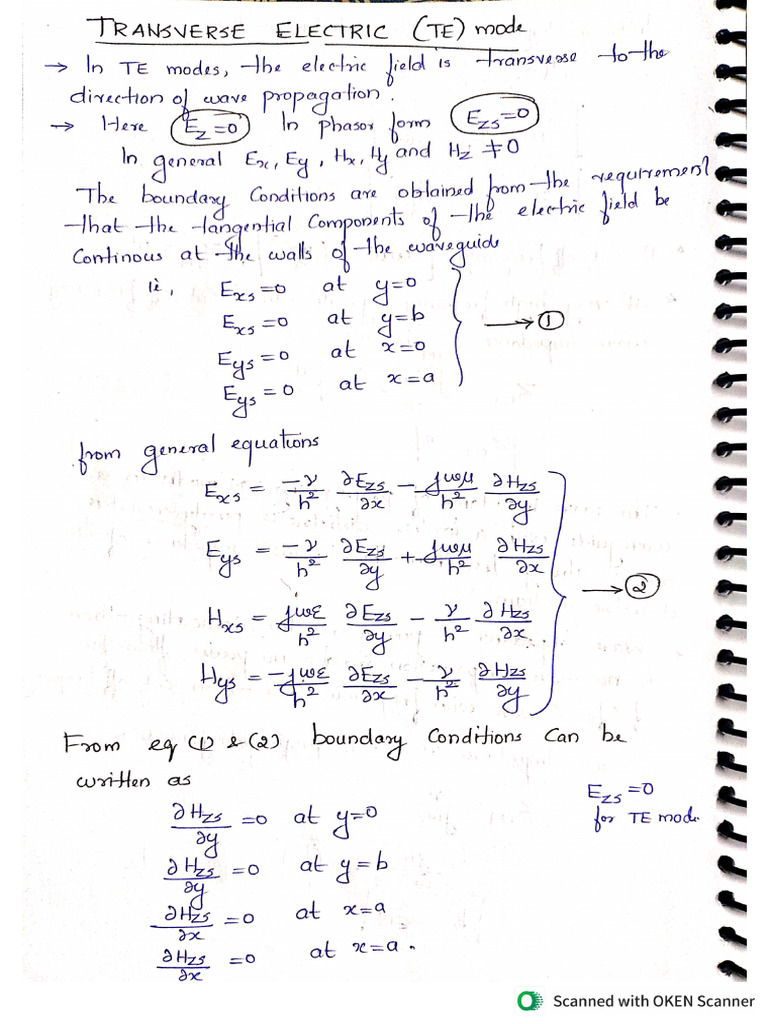 TE Waves in Rectangular Waveguide | PDF