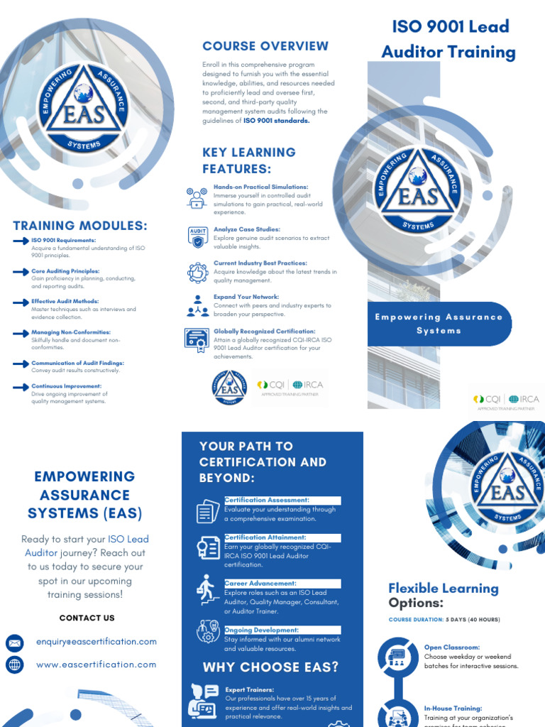 BROCHURE IRCA ISO 9001 2015 Lead Auditor | PDF | Iso 9000 | Audit