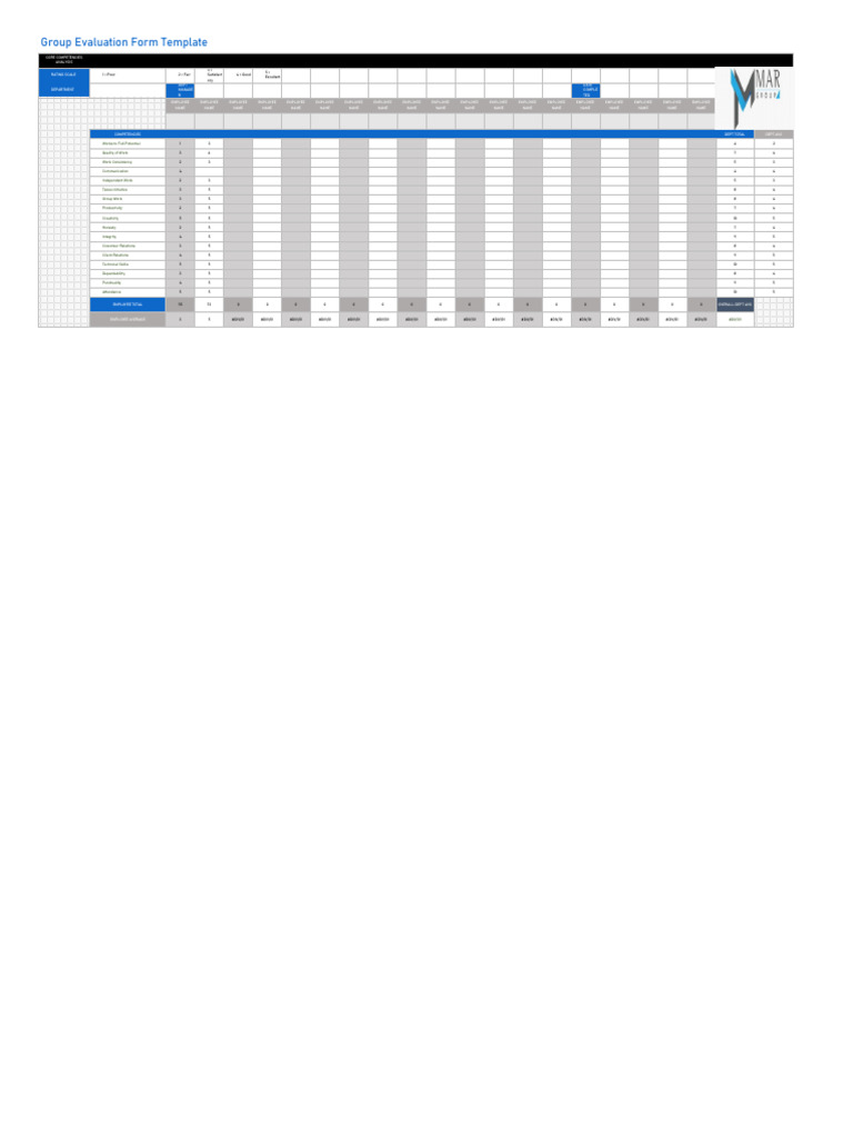 Group Evaluation Form Template | PDF | Business | Cognition