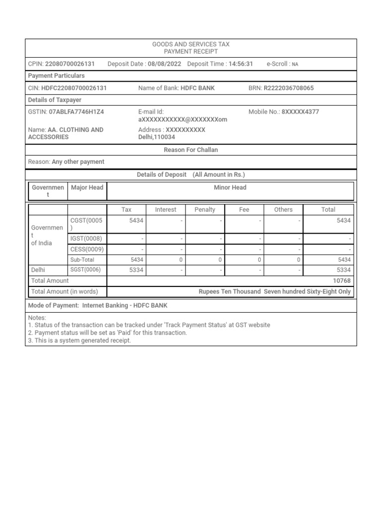 GST-Challan Receipt | PDF