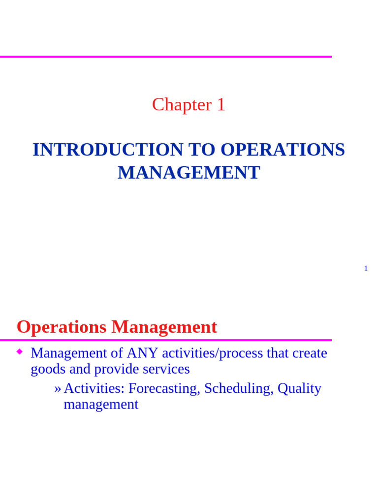 Introduction To Operational Management | PDF | Supply Chain ...