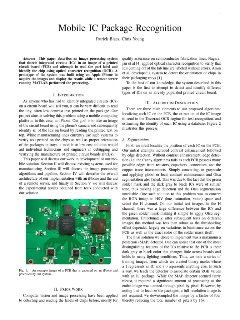 Mobile IC Detection via Image Processing | PDF | Integrated Circuit ...