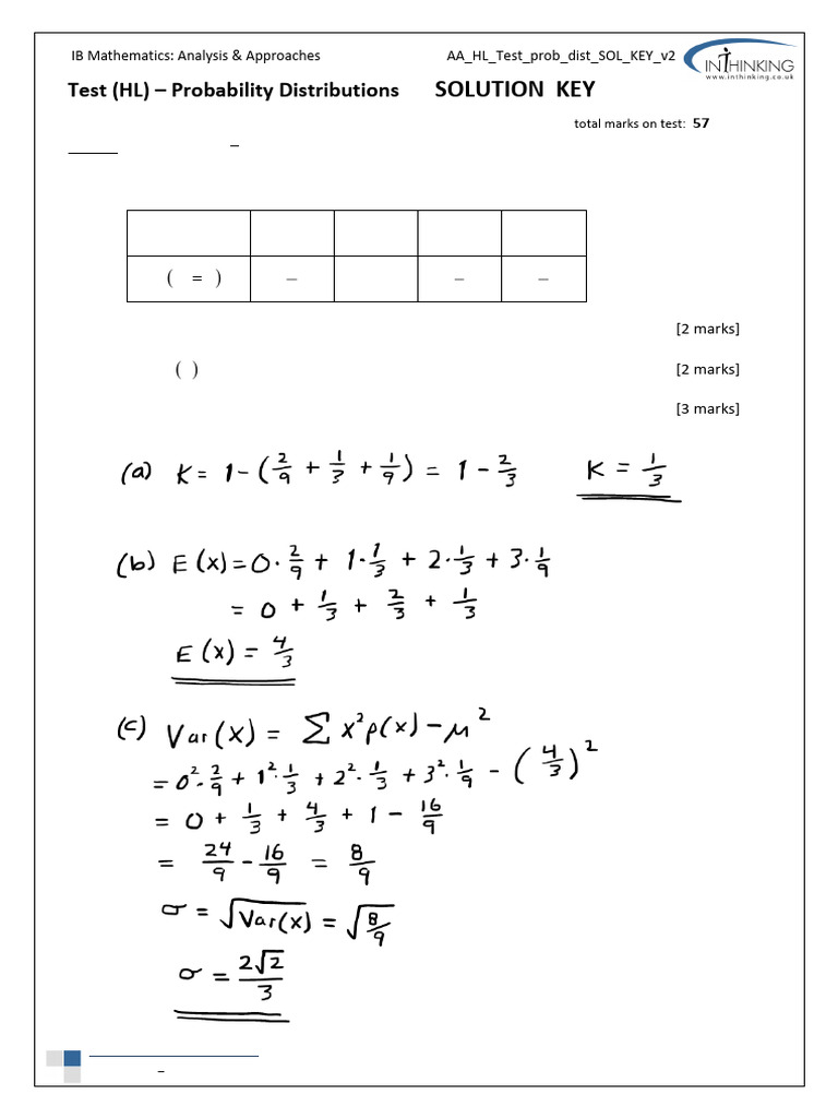 Test - HL - Probability - Distributions - Sol - Key - v2 2 | PDF ...