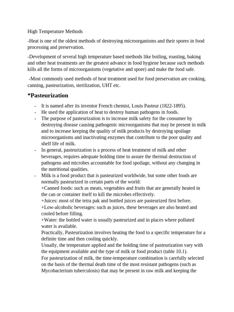 High Temperature Methods | PDF | Milk | Canning