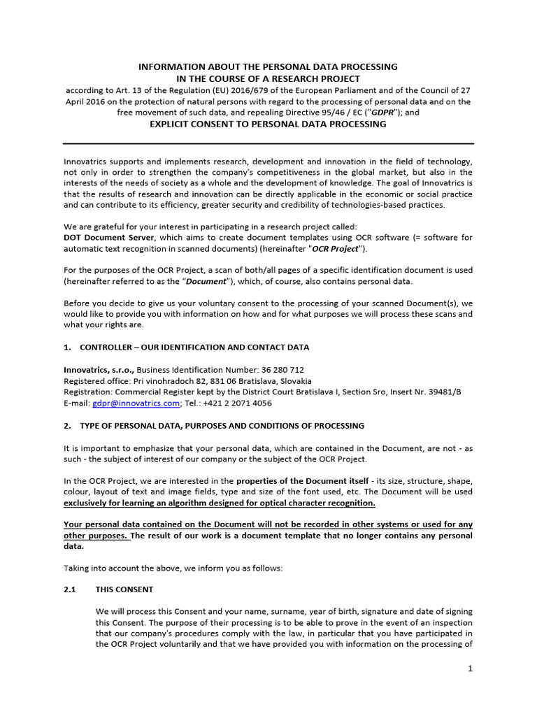 Documents GDPR Consent Eng | PDF | Optical Character Recognition ...