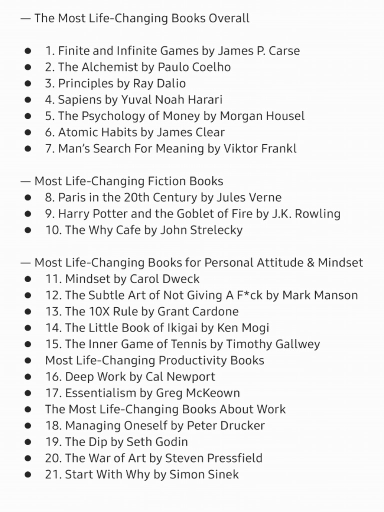 The Most Life-Changing Books | PDF