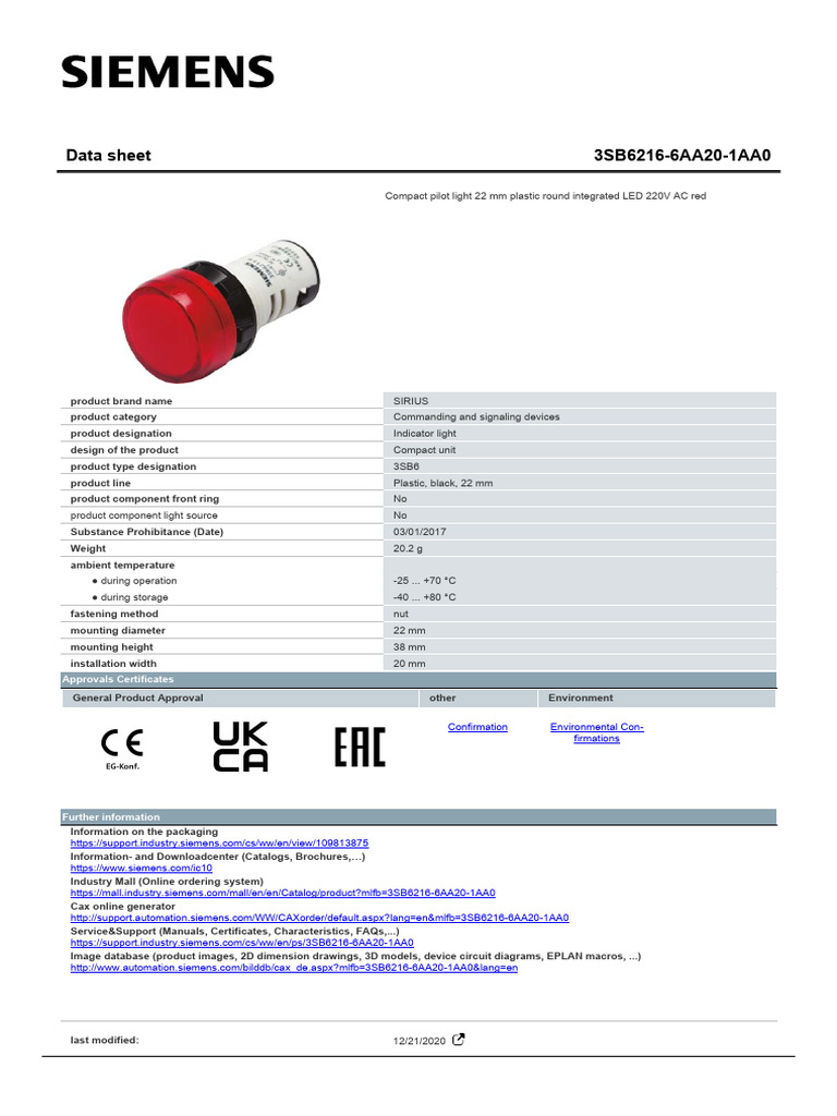 3SB62166AA201AA0 Datasheet en | PDF | Manufactured Goods | Electrical ...