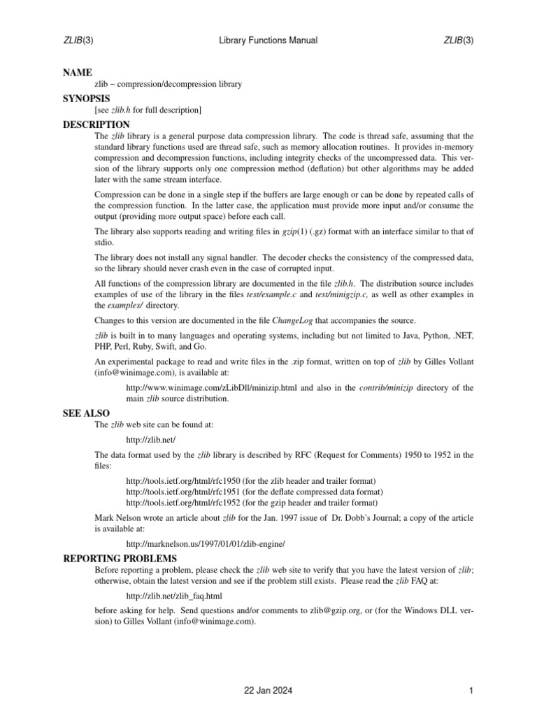 zlib.3 | PDF | Data Compression | Software Development