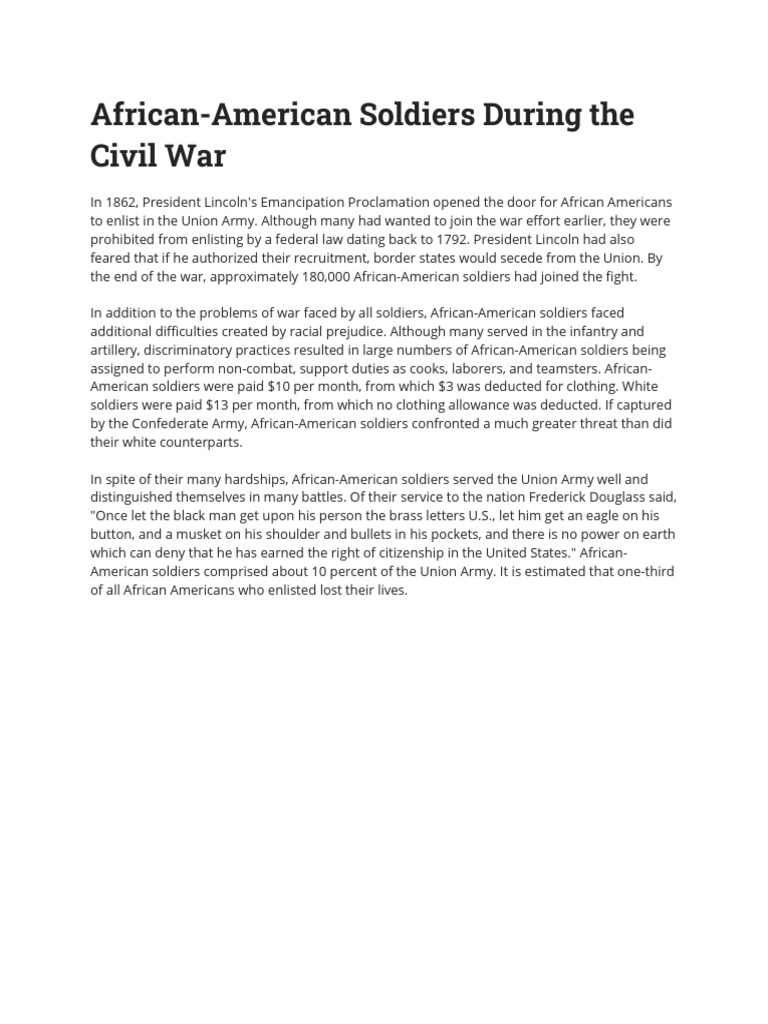 African-American Soldiers During the Civil War | PDF