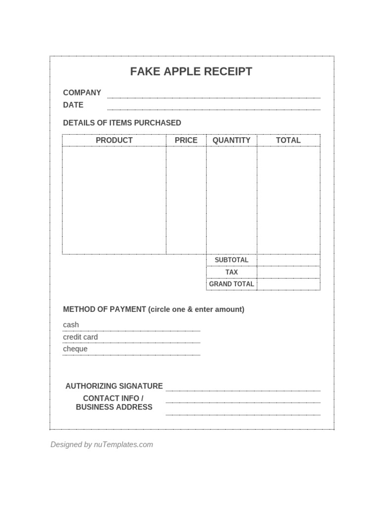 Apple Receipt Excel | PDF