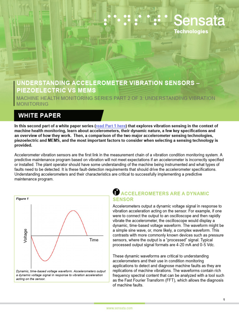 Accelerometer Vibration Sensors Piezoelectric VS Mems 1694964137 | PDF | Accelerometer | Electricity